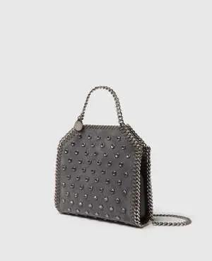 Stella McCartney Falabella Crystal Stud Tiny Tote Bag - Slate
