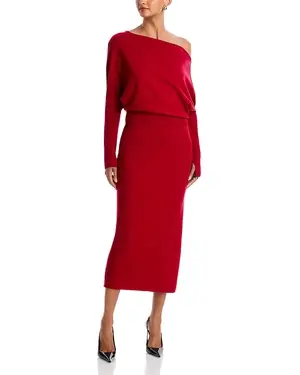 Simkhai Janese Cotton & Cashmere Off-the-shoulder Dress - Lipstick