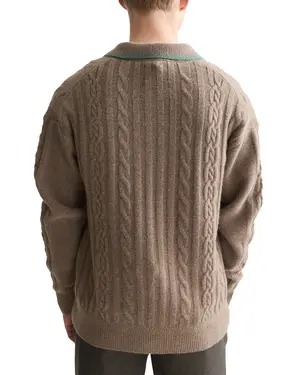 Scotch & Soda Soft Knit Cable Polo Sweater