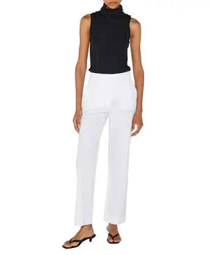 CALLAS MILANO Romy Merino Wool Ribbed Sleeveless Turtleneck - Black