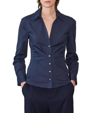 CALLAS MILANO Savil Stretch Poplin Shirt - Navy