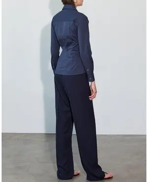 CALLAS MILANO Savil Stretch Poplin Shirt - Navy