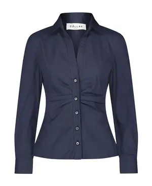 CALLAS MILANO Savil Stretch Poplin Shirt - Navy