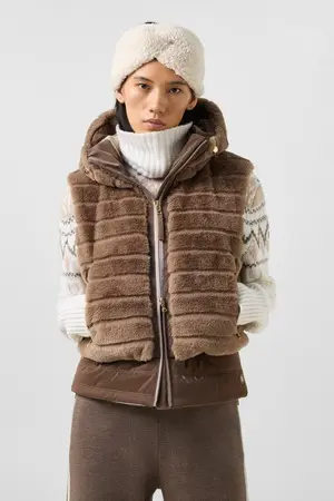 Bogner Manda Faux Fur Down Vest - Hazel