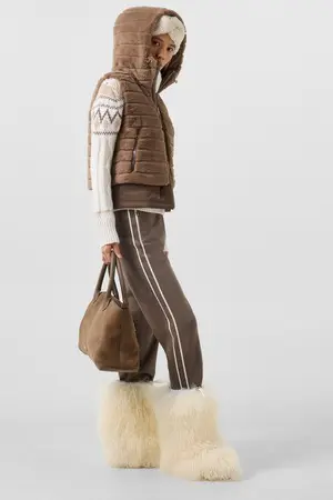 Bogner Manda Faux Fur Down Vest - Hazel