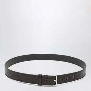 THE FRANKIE SHOP Patent Toni Croc Belt - Brown