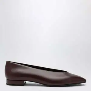 Loro Piana Brown ‘rebecca' Leather Ballet Flats - Red