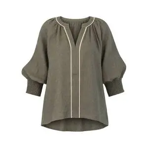 Adrift Clothing Danny Linen Blouse In Dusty Sage