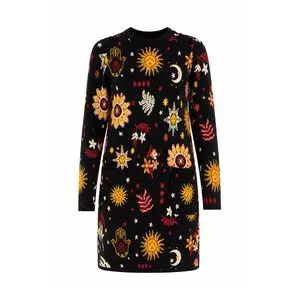 YUMI Yumi Black Cosmic Intarsia Knitted Tunic Dress