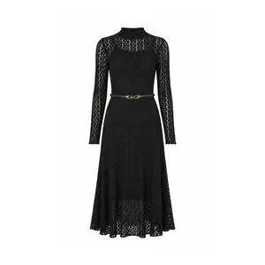 YUMI High Neck Lace Midi Dress