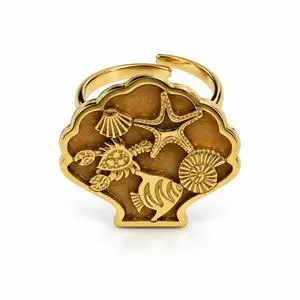 BY OZGE Bosphorus Sea Treasures Tone Adjustable Statement Ring - Gold