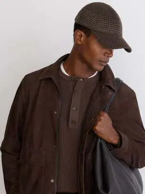 REISS Rover Wool-blend Houndstooth-check Baseball Cap - Brown