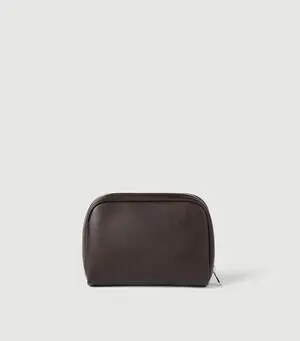 Brunello Cucinelli Leather Logo Wash Bag - Brown