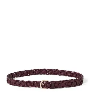 Brunello Cucinelli Leather Braided Belt - Purple