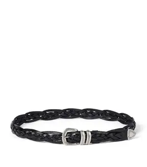 Brunello Cucinelli Leather Woven Belt - Black
