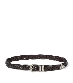 Brunello Cucinelli Leather Woven Belt - Brown