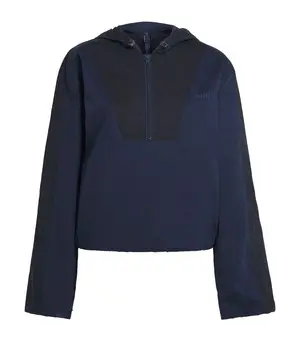 SKIMS Woven Cotton Half-zip Hoodie - Navy