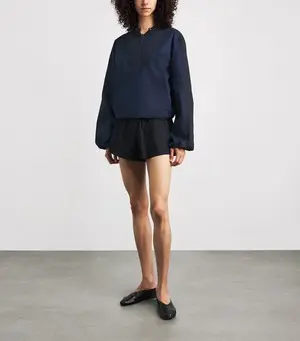SKIMS Woven Cotton Half-zip Hoodie