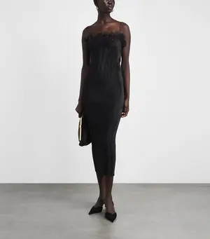 FFORME Plissé Lace-trim Lumi Midi Dress