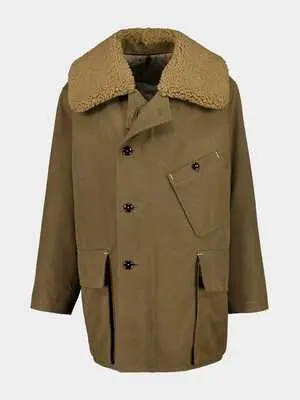 LEMAIRE Sisal Shearling Winter Parka In Water-repellent Canvas - Brown