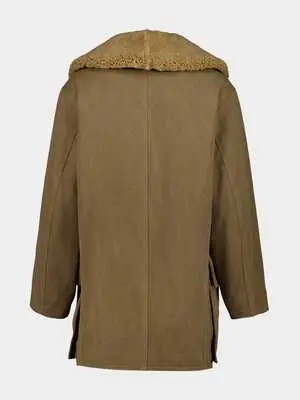 LEMAIRE Sisal Shearling Winter Parka In Water-repellent Canvas - Brown