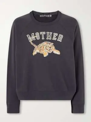MOTHER The Concert Printed Cotton Sweatshirt - Black