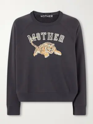 MOTHER The Concert Printed Cotton Sweatshirt - Black