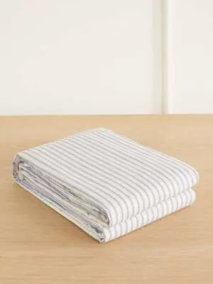TEKLA Striped Organic Cotton-percale Double Duvet Cover - Light Blue