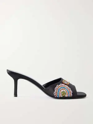 Staud Bea 50 Bead-embellished Satin Mules - Multi