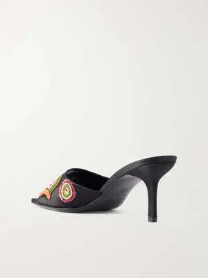 Staud Bea 50 Bead-embellished Satin Mules
