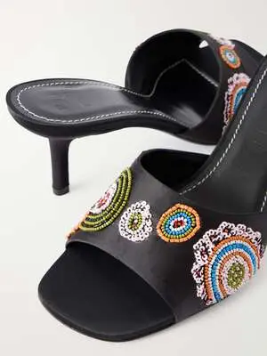 Staud Bea 50 Bead-embellished Satin Mules