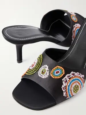 Staud Bea 50 Bead-embellished Satin Mules - Multi