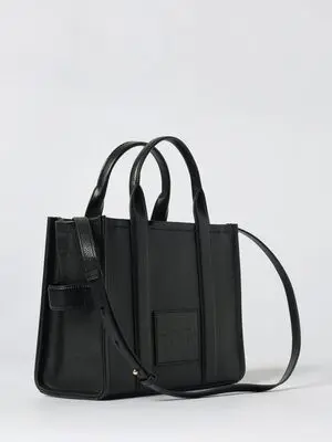 Marc Jacobs The Medium Tote Bag In Grained Leather With Printed Logo - Black