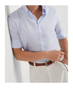 Brunello Cucinelli Button Down Oxford Slim Fit Shirt
