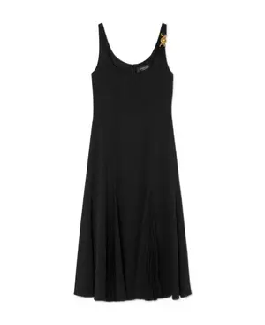 Versace Medusa Plaque Sleeveless Midi Dress - Black