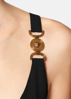 Versace Medusa Plaque Sleeveless Midi Dress