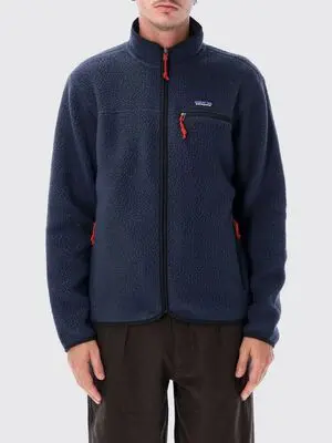 Patagonia Ms Retro Fleece Jacket With High Collar And Embroidered Logo - Blue