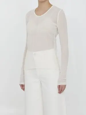 JIL SANDER Long-sleeved Crewneck Sheer Top