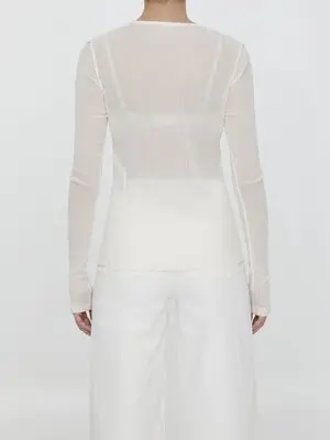 JIL SANDER Long-sleeved Crewneck Sheer Top