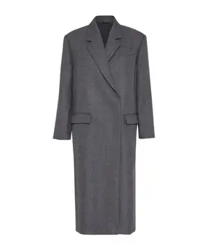 Brunello Cucinelli Monili Chain Detailed Straight Hem Coat - Black