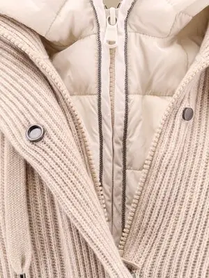 Brunello Cucinelli Hooded Knitted Jacket - Light Beige