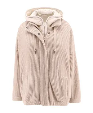 Brunello Cucinelli Hooded Knitted Jacket - Light Beige