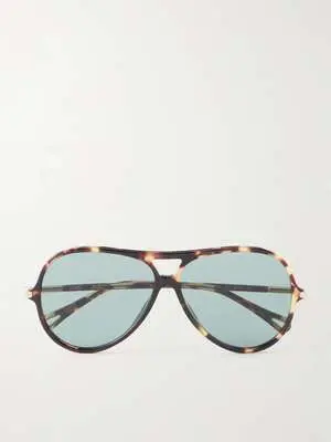 Chloé Tubolar Aviator-style Recycled Tortoiseshell Acetate Sunglasses - Brown