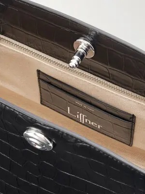 LIFFNER Pushlock Crocodile-effect Leather Clutch
