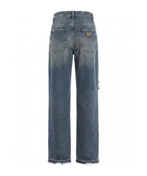 Dolce & Gabbana Dolce Gabbana Distressed Wide-leg Jeans