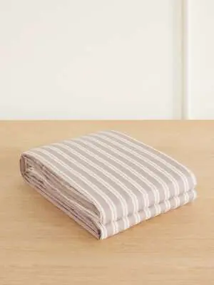 TEKLA Striped Organic Cotton-percale Queen Duvet Cover - Cream