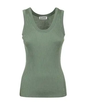 JIL SANDER Logo-embroidered Ribbed Top