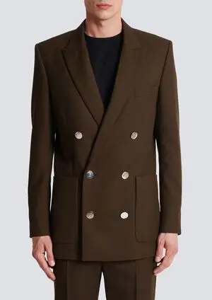 Balmain Twill Jacket With Monogram Buttons