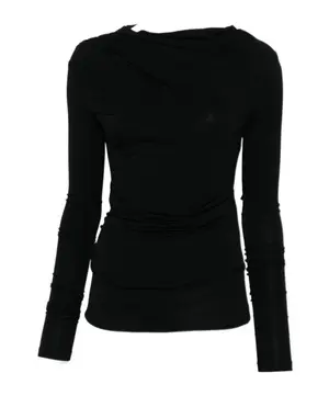 ENTIRE STUDIOS Ruched Long-sleeve Top - Black