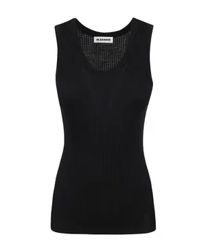 JIL SANDER Logo-embroidered Ribbed Top